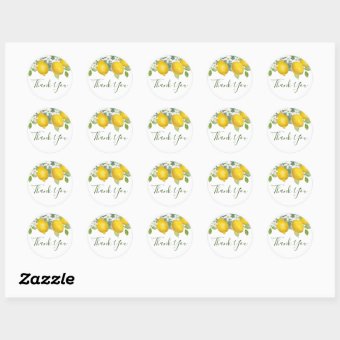 Citrus Lemon Themed Thank You Favor Sticker | Zazzle