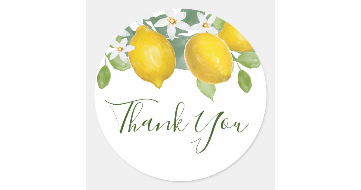 Citrus Lemon Themed Thank You Favor Sticker | Zazzle