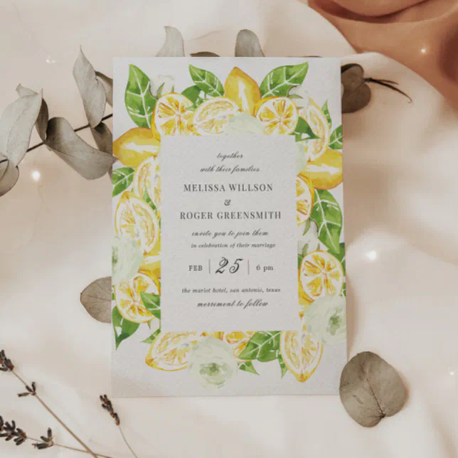 Citrus Lemon Tree Destination Wedding Invitation | Zazzle