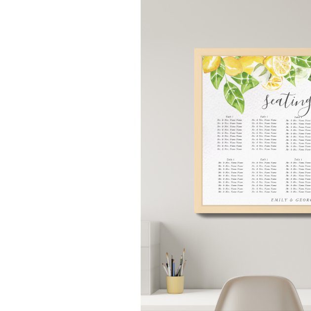 Citrus Lemon Tree Summer Garden Seating Chart Sign | Zazzle