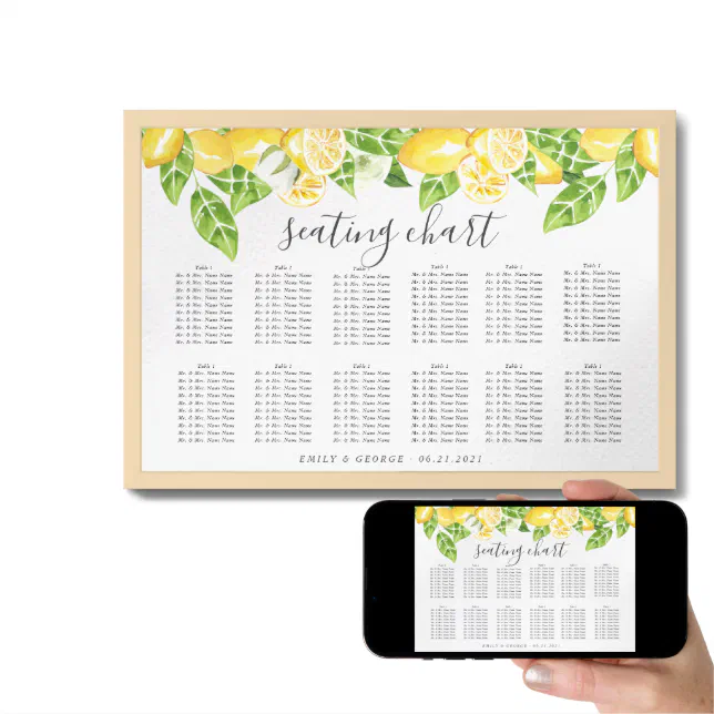 Citrus Lemon Tree Summer Garden Seating Chart Sign | Zazzle