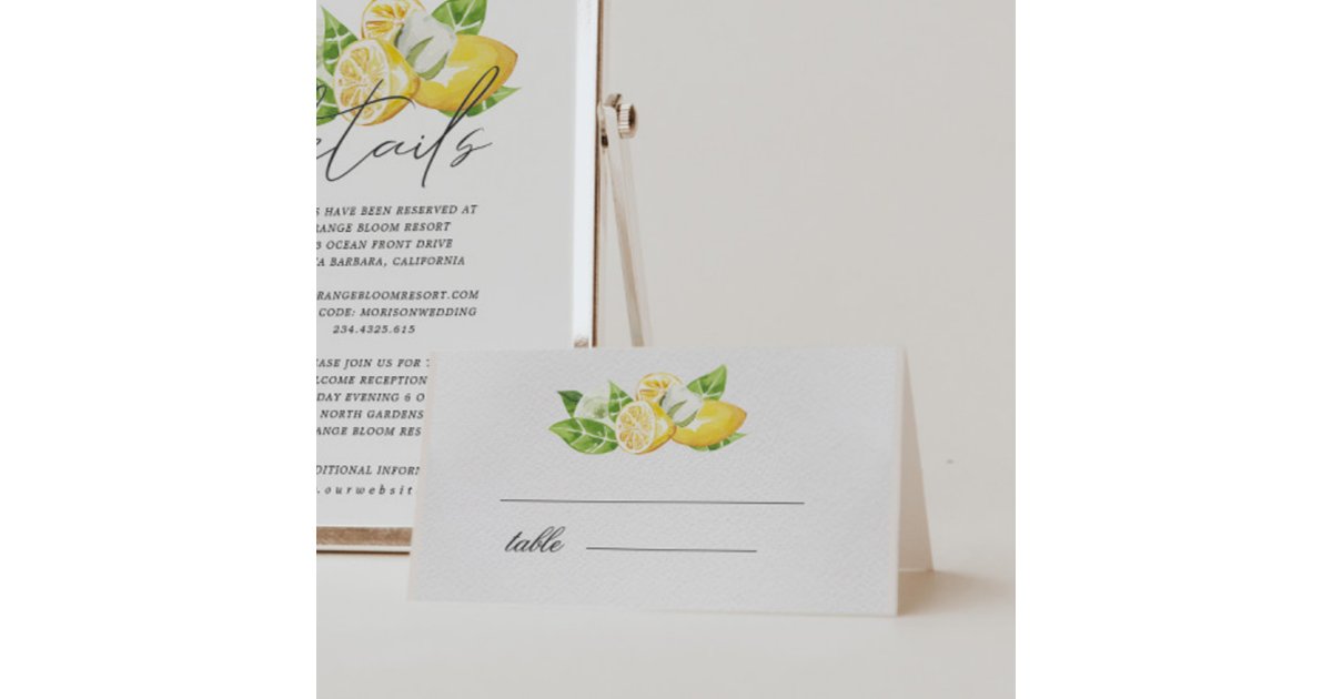 Citrus Lemon Tree Wedding Table Card | Zazzle