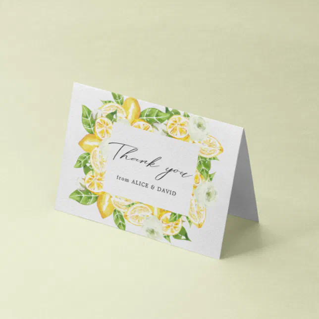Citrus Lemon Tree Wedding Thank You Card | Zazzle
