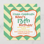 Citrus Lime Chevron Birthday Party Invitations | Zazzle