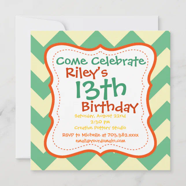 Citrus Lime Chevron Birthday Party Invitations | Zazzle