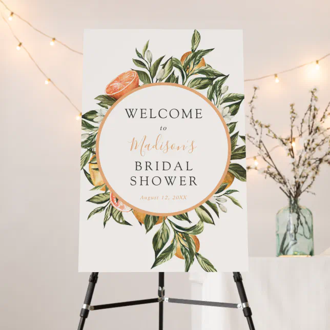 Citrus Main Squeeze Bridal Shower Welcome Sign | Zazzle