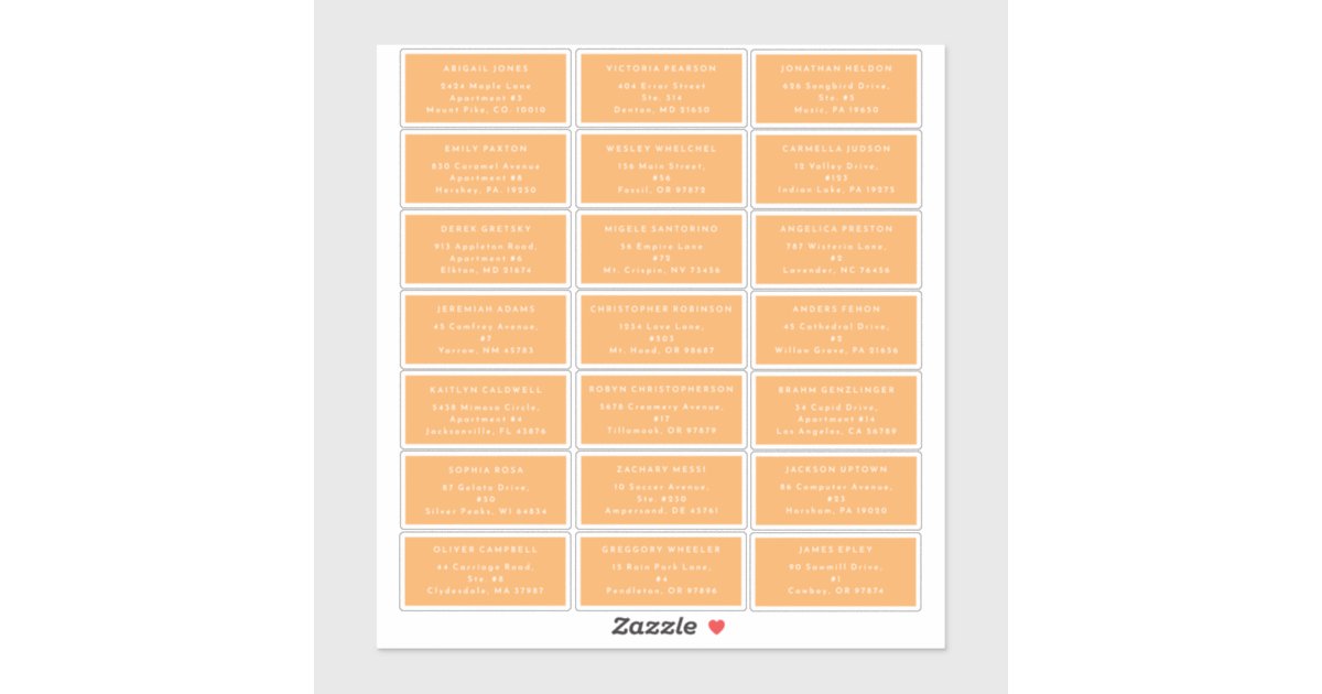 Citrus Minimalist Orange Wedding Guest Address Sticker | Zazzle
