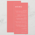 Citrus Minimalist Pink Wedding Flat Menu | Zazzle