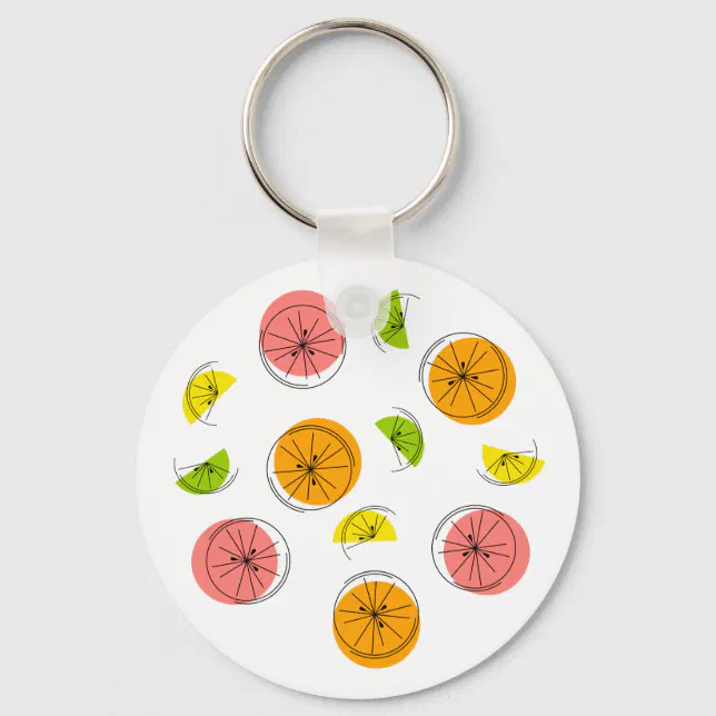 Citrus Multi text back aluminum circle Keychain | Zazzle