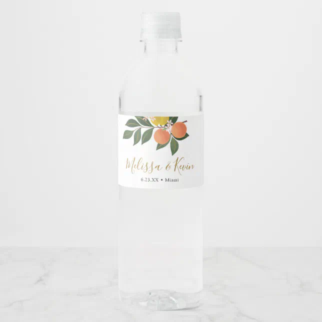 Citrus Orange and Lemons Water Bottle Label | Zazzle