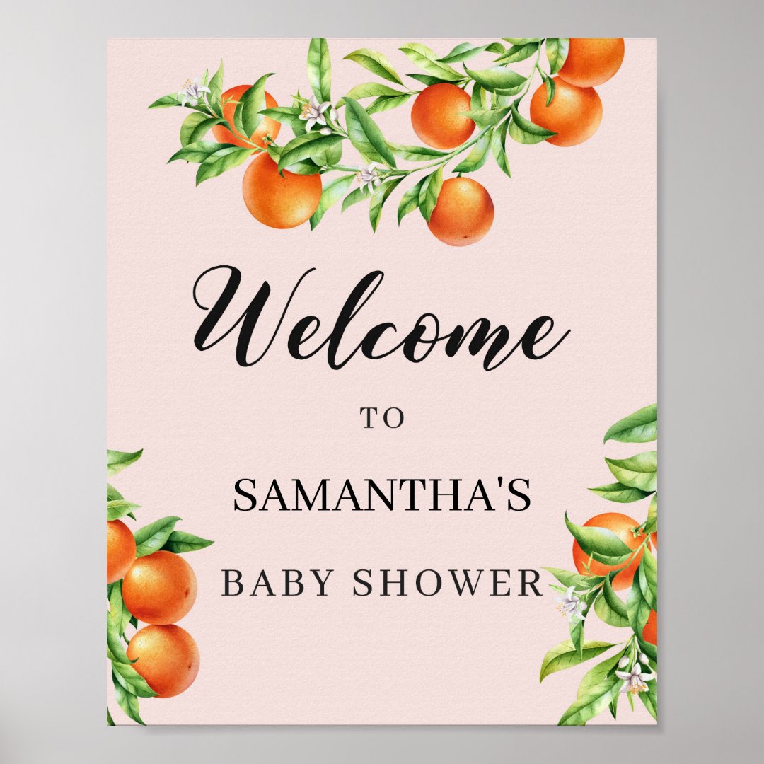 Citrus orange baby shower welcome sign 8x10 | Zazzle