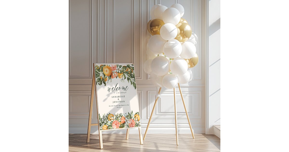 Citrus orange botanical modern rustic welcome post foam board | Zazzle