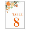 Citrus Orange Floral Tangerine Table 8 Wedding Table Number | Zazzle