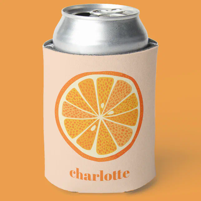 Citrus Orange Fun Personalized Can Cooler | Zazzle