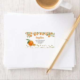 Citrus Orange Modern Address Label | Zazzle