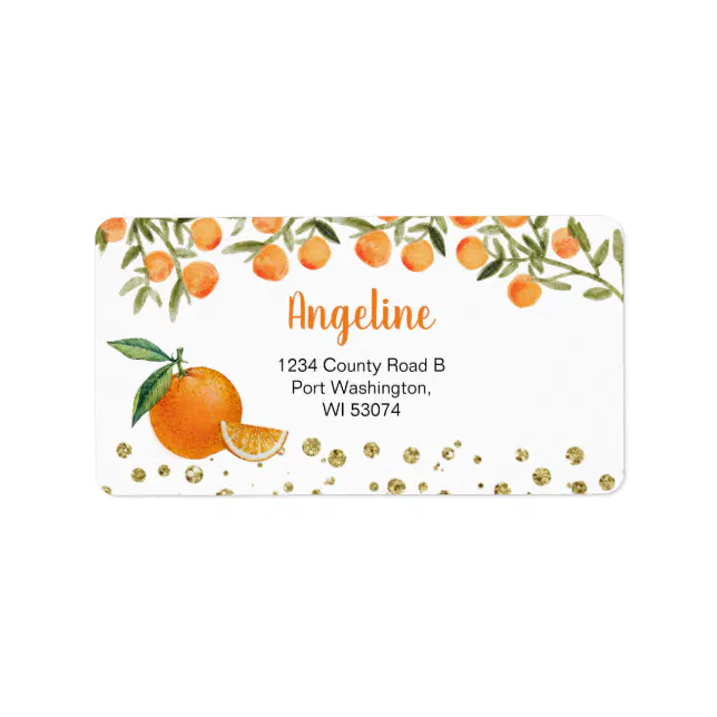 Citrus Orange Modern Address Label | Zazzle