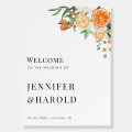 Citrus Orange Summer Floral Wedding Welcome Sign | Zazzle