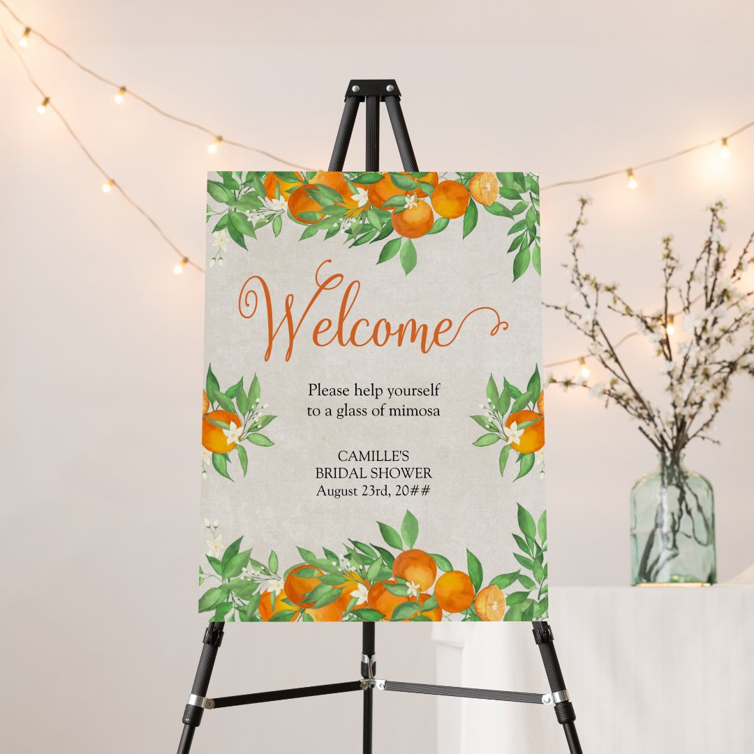 Citrus Oranges Blossom and Greenery Welcome Foam Board | Zazzle