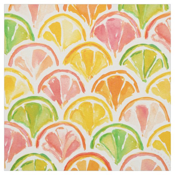 Colorful sliced citrus fruits pattern fabric | Zazzle