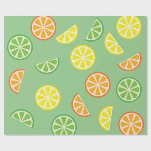 Citrus Slice Cute Fruit 1st Birthday Wrapping Paper | Zazzle