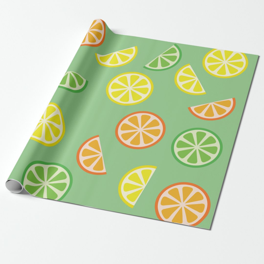 Citrus Slice Cute Fruit 1st Birthday Wrapping Paper | Zazzle