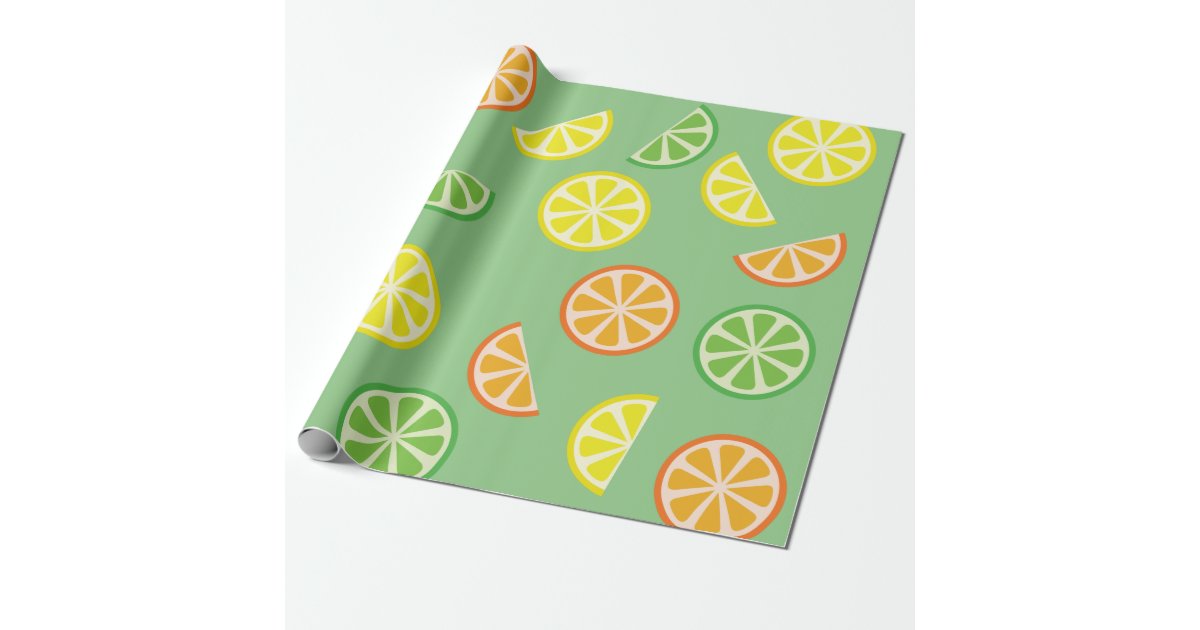 Citrus Slice Cute Fruit 1st Birthday Wrapping Paper | Zazzle
