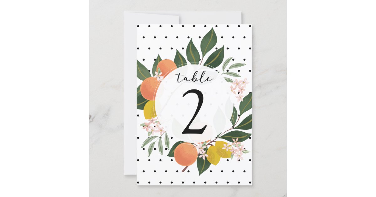 Citrus Table Number | Zazzle