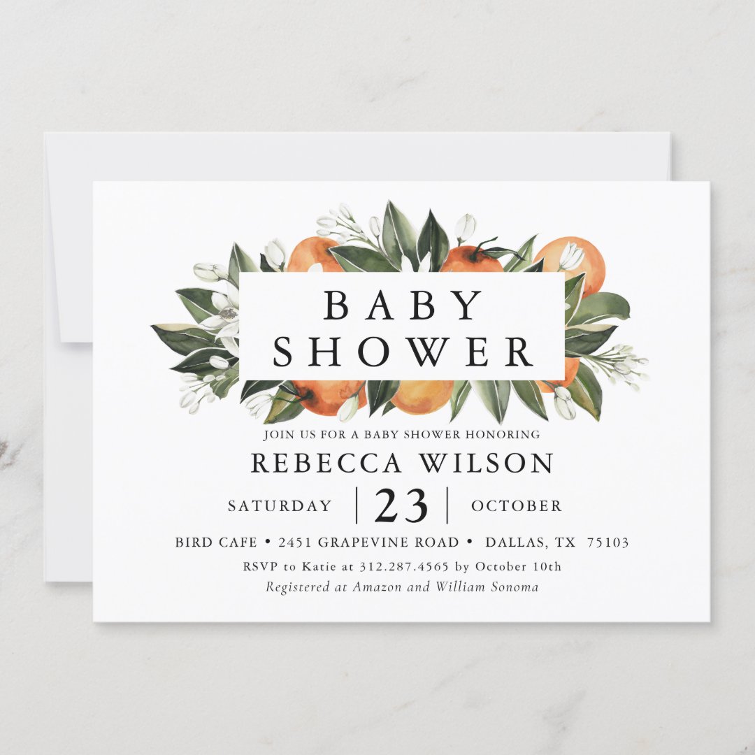 Citrus Theme Spring Baby Shower Invitation | Zazzle