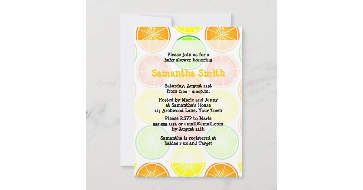 Citrus Themed Baby Shower Invitation | Zazzle