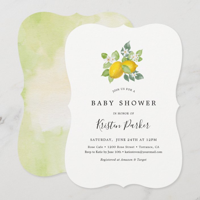 Citrus Watercolor Lemon Themed Baby Shower Invitation | Zazzle.com