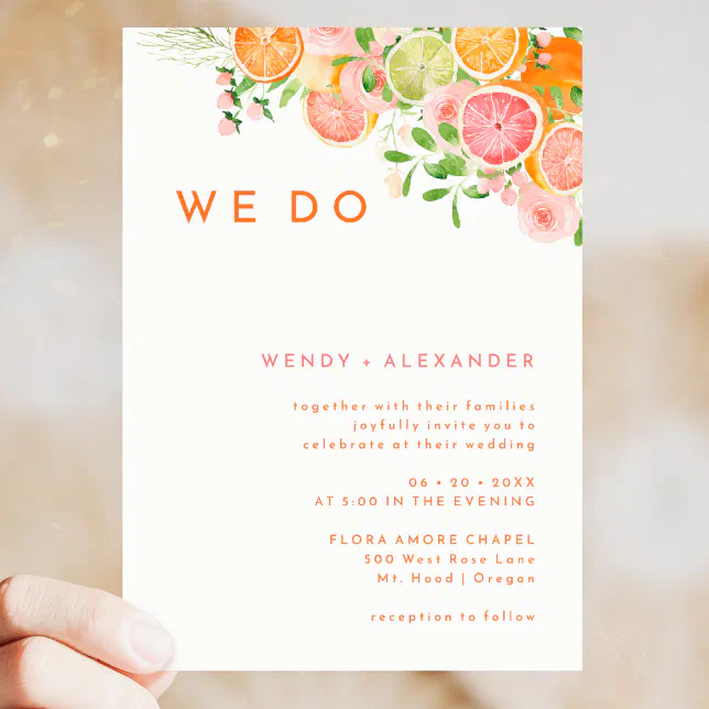 Citrus Watercolor We Do Wedding Invitation | Zazzle