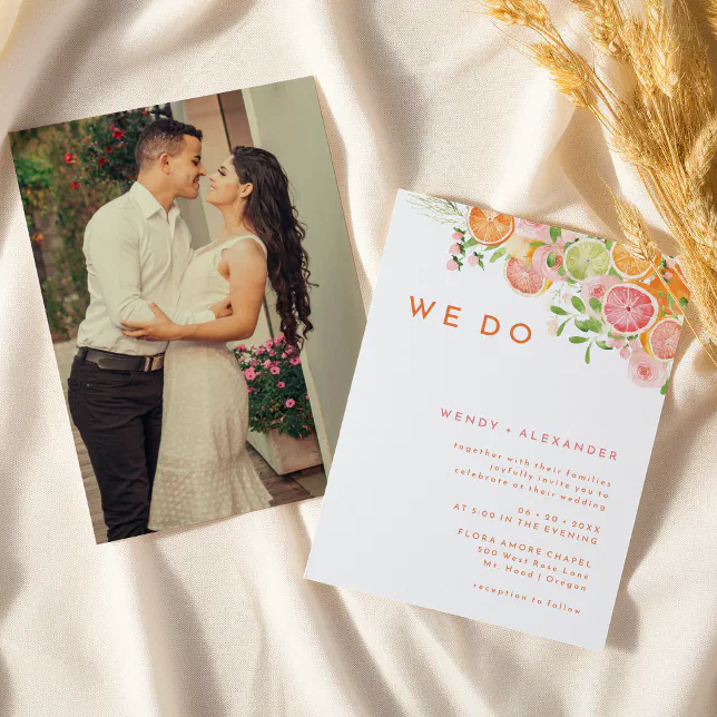 Citrus Watercolor We Do Wedding Photo Invitation | Zazzle
