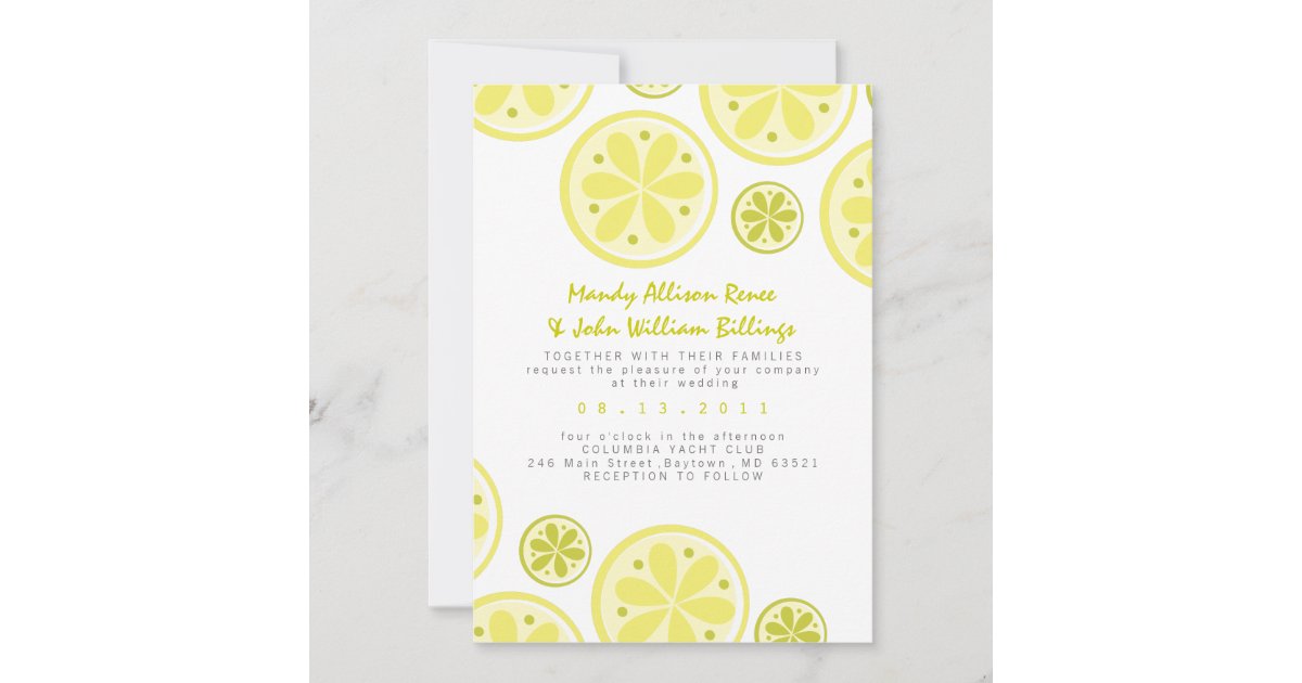 Citrus Wedding Invitation with Lemons and Limes | Zazzle