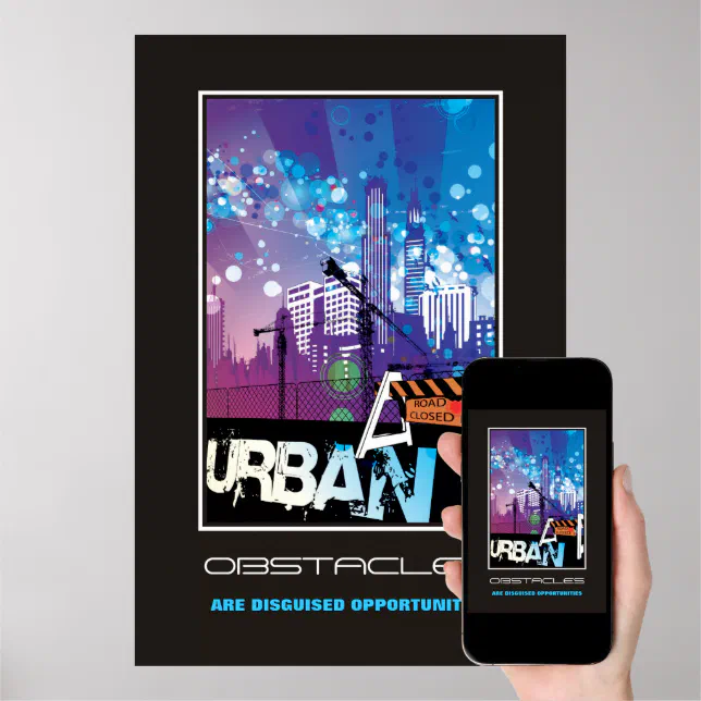 City buildings urban Obstacles motivational poster | Zazzle