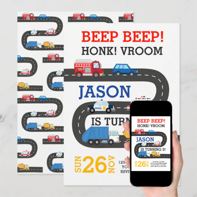 City Cars Invitation, 100% customizable Invitation | Zazzle