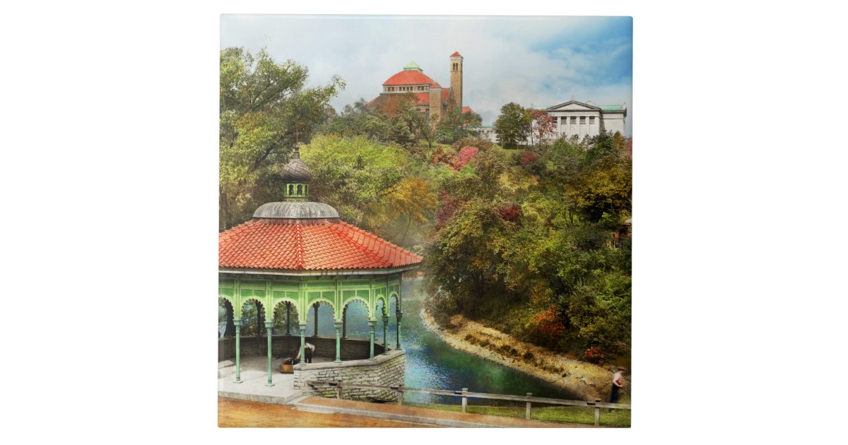 City Cincinnati OH - The Spring House Gazebo 1910 Ceramic Tile | Zazzle