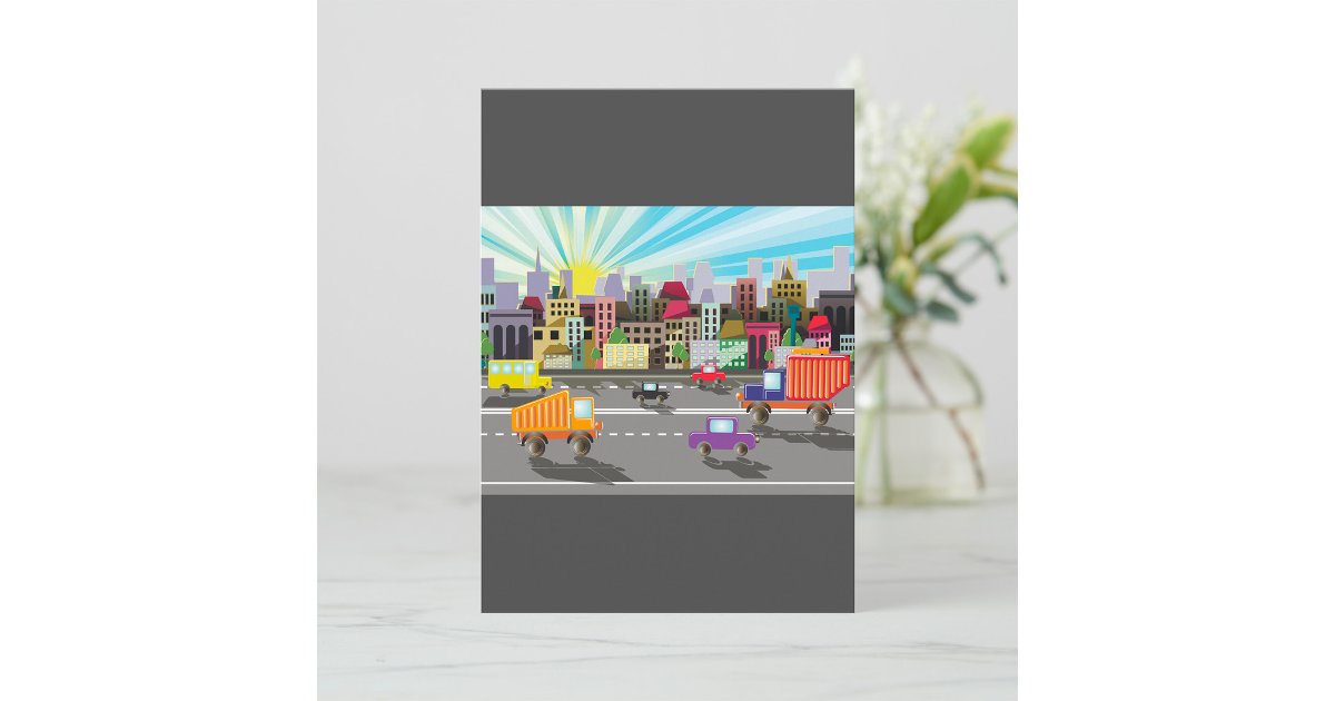 City Highway Cityscape And Traffic Invitation | Zazzle
