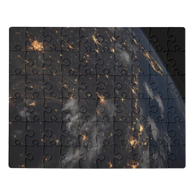 City Lights At Night On Planet Earth Jigsaw Puzzle | Zazzle