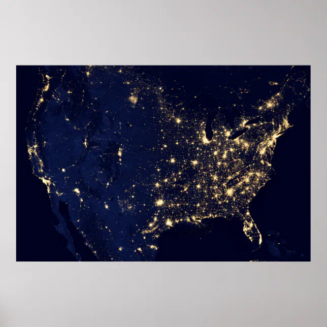 City Lights Of The United States At Night. Poster | Zazzle