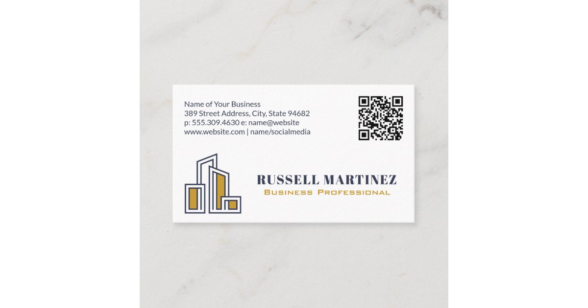 City Logo | Real Estate | QR Code Business Card | Zazzle