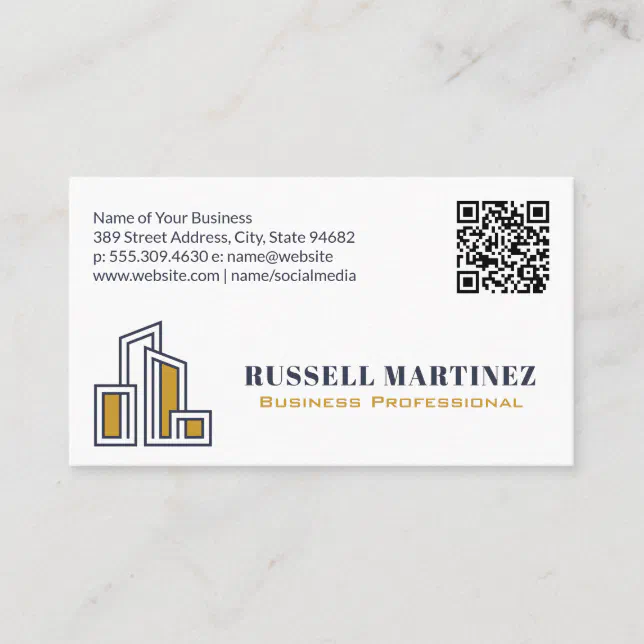 City Logo | Real Estate | QR Code Business Card | Zazzle