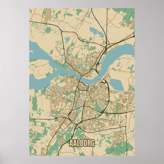 City map of Aalborg, Denmark Poster | Zazzle