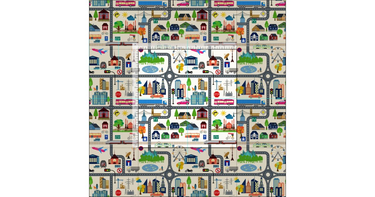 City Map Pattern Fabric | Zazzle