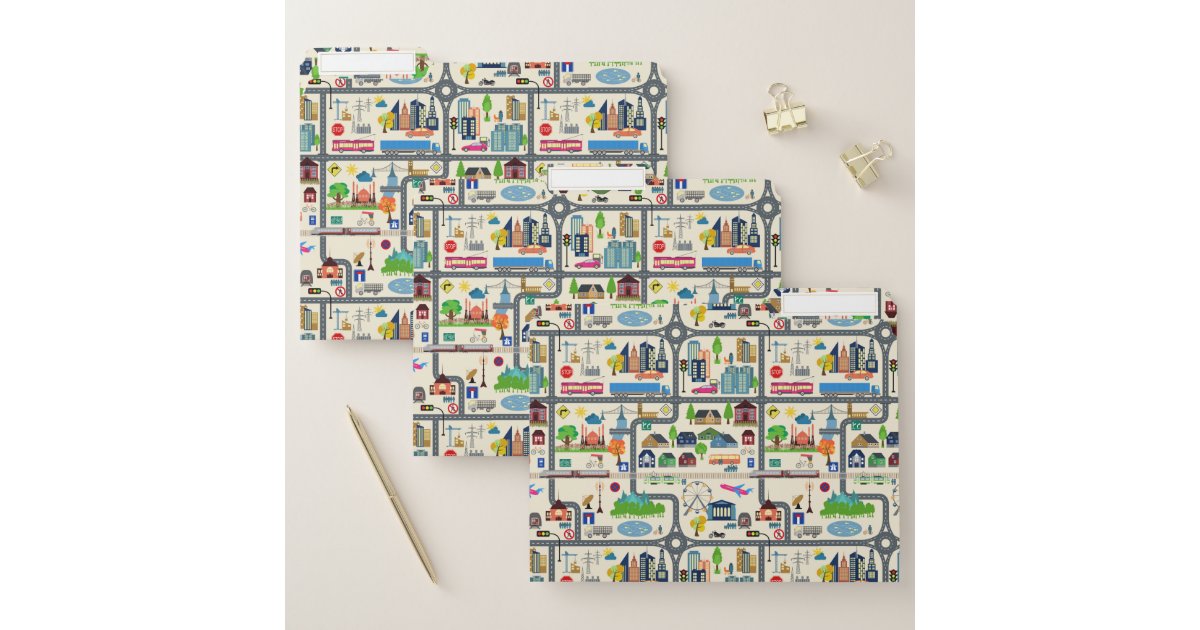 City Map Pattern File Folder | Zazzle