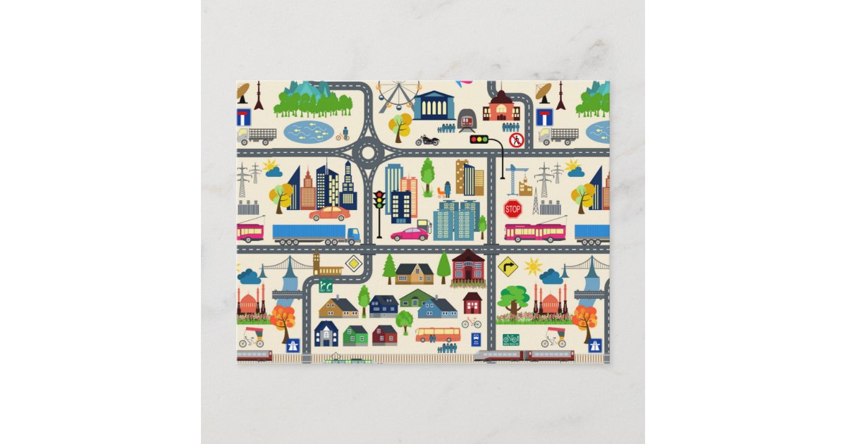 City Map Pattern Postcard | Zazzle