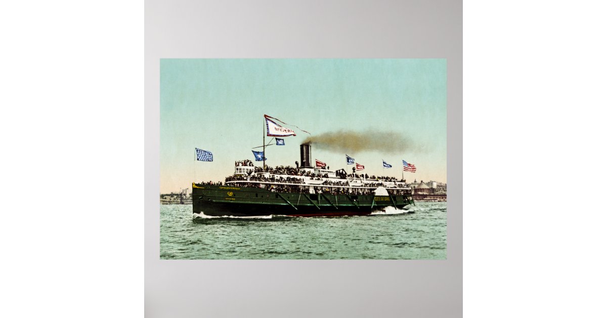 "City of Erie" Cleveland & Buffalo Line 1900 Poster | Zazzle