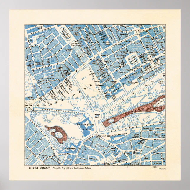 City of London Map - Piccadilly, Buckingham Palace Poster | Zazzle