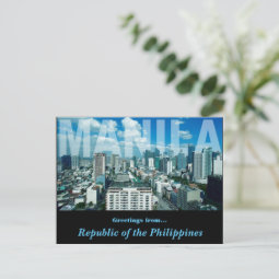 City Of Manila Republic Of The Philippines Design Postcard | Zazzle