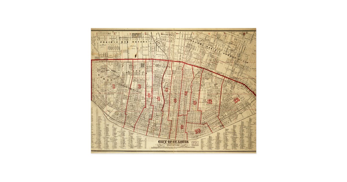 City of St. Louis, Missouri Map (1870) Postcard | Zazzle.com