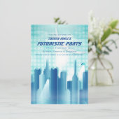 City Skyline Futuristic Party Invitation | Zazzle